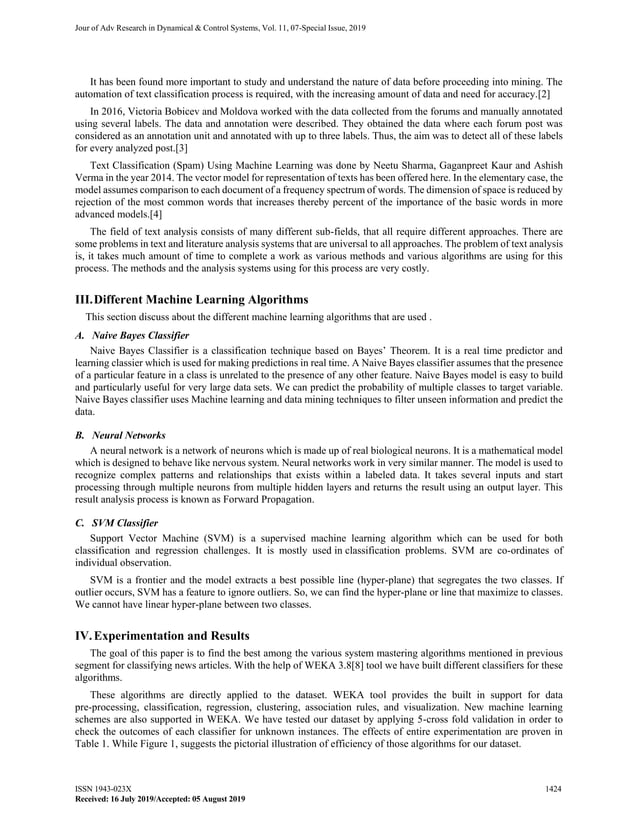 Automated News Categorization Using Machine Learning Techniques | PDF