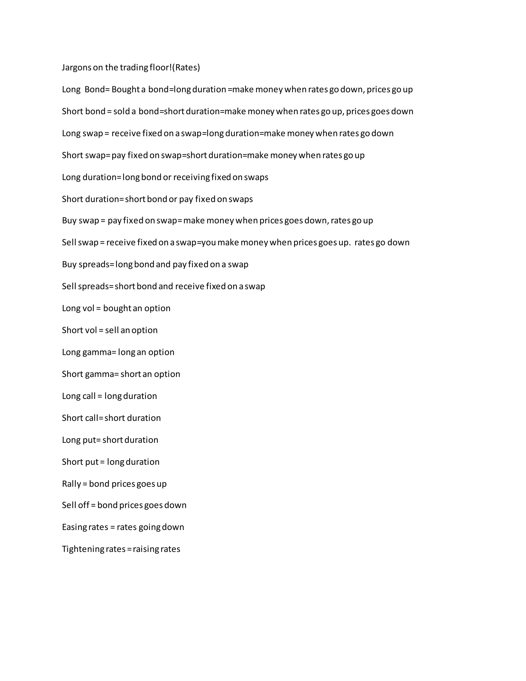 Jargons on the trading floor | PDF