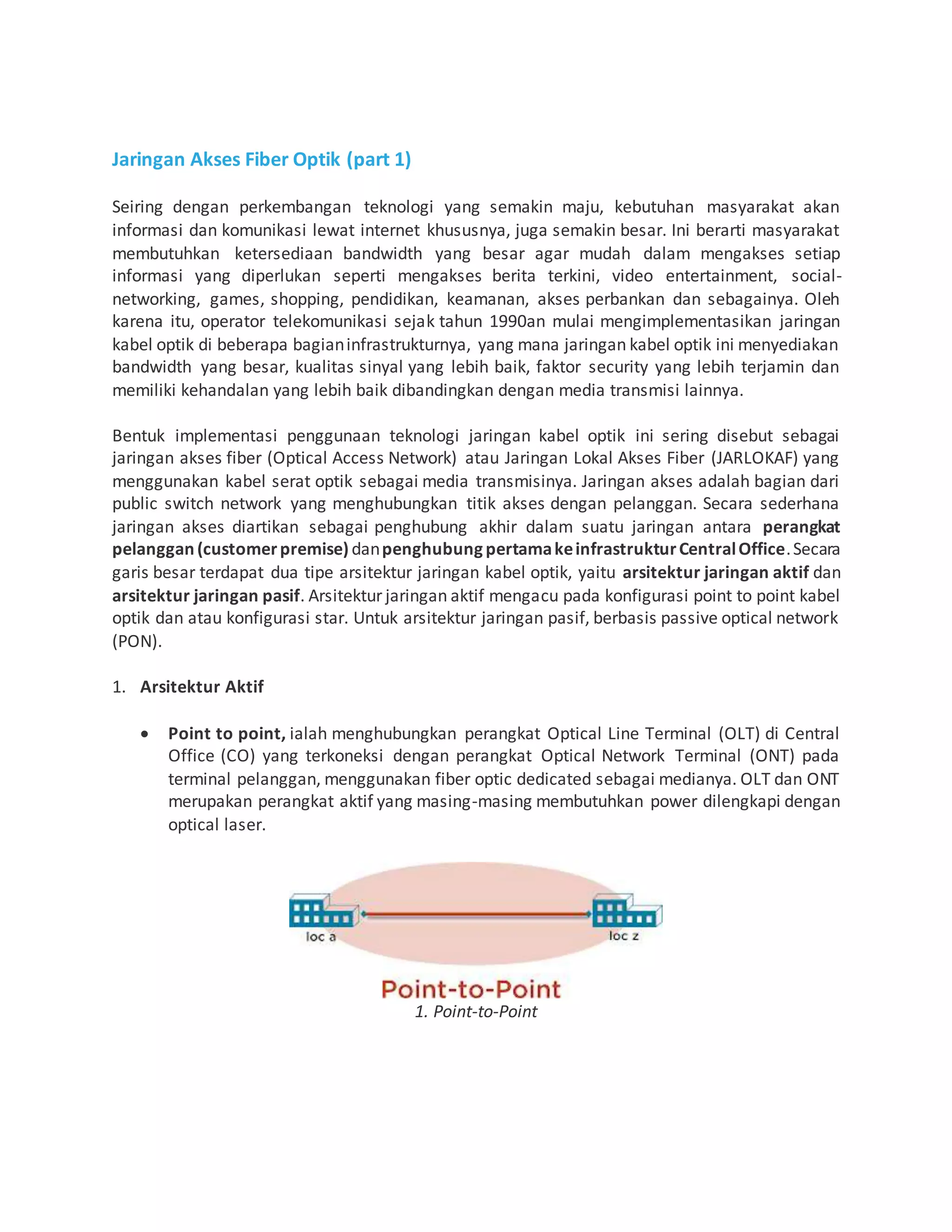 Jaringan akses fiber optik | DOCX