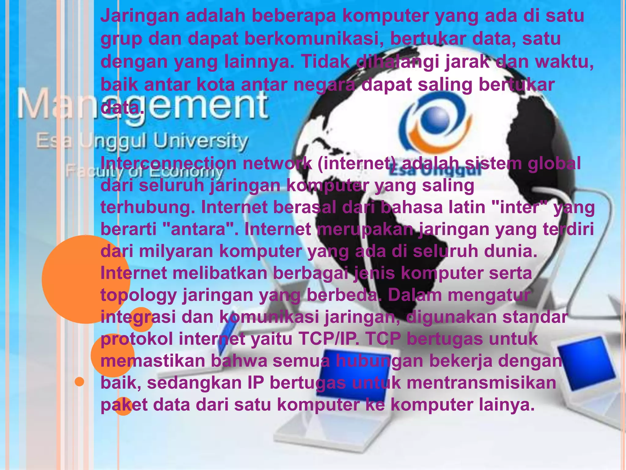 Jaringan internet dan penjelasan | PPTX