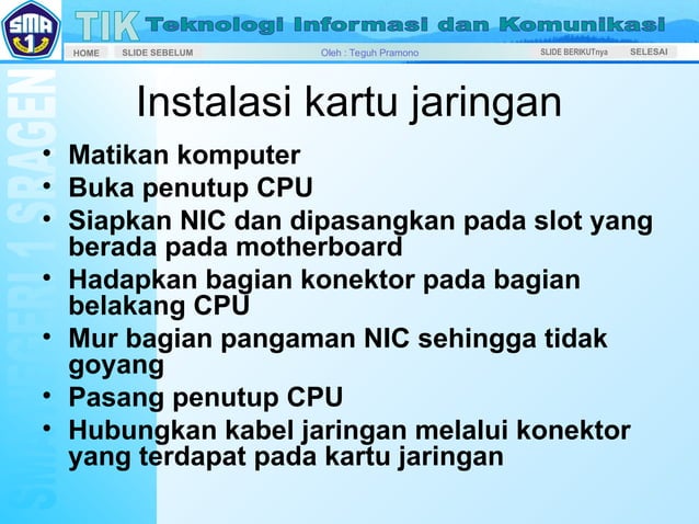 Jaringan Lokal LAN pada titik aplikasi komputer | PPT
