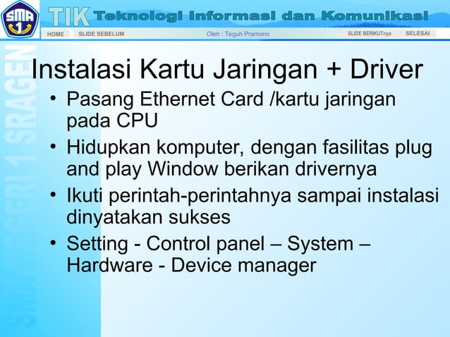 Jaringan Lokal LAN pada titik aplikasi komputer | PPT