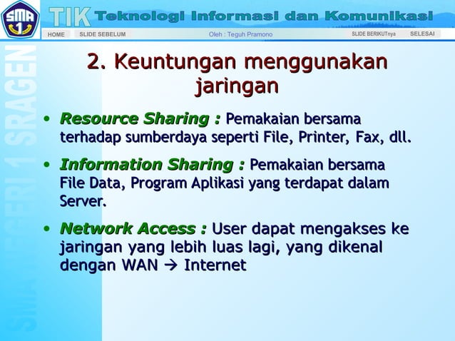 Jaringan Lokal LAN pada titik aplikasi komputer | PPT