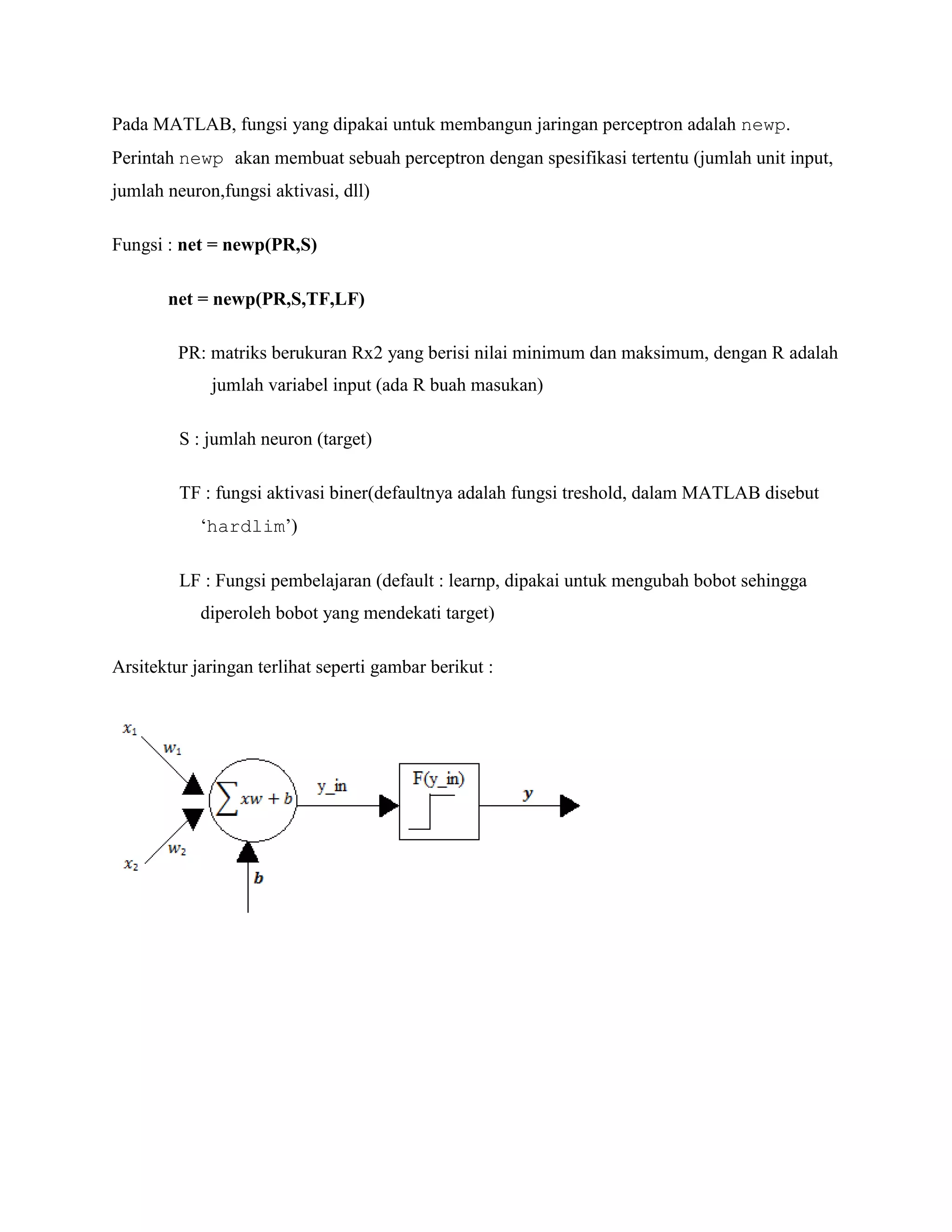 Jaringan perceptron & matlab | PDF