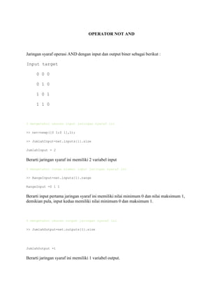 Jaringan perceptron & matlab | PDF