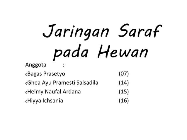 Jaringan saraf pada hewan | PPTX