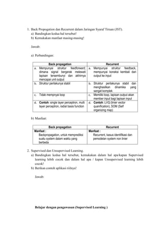 Jaringan syaraf tiruan uas docs | PDF