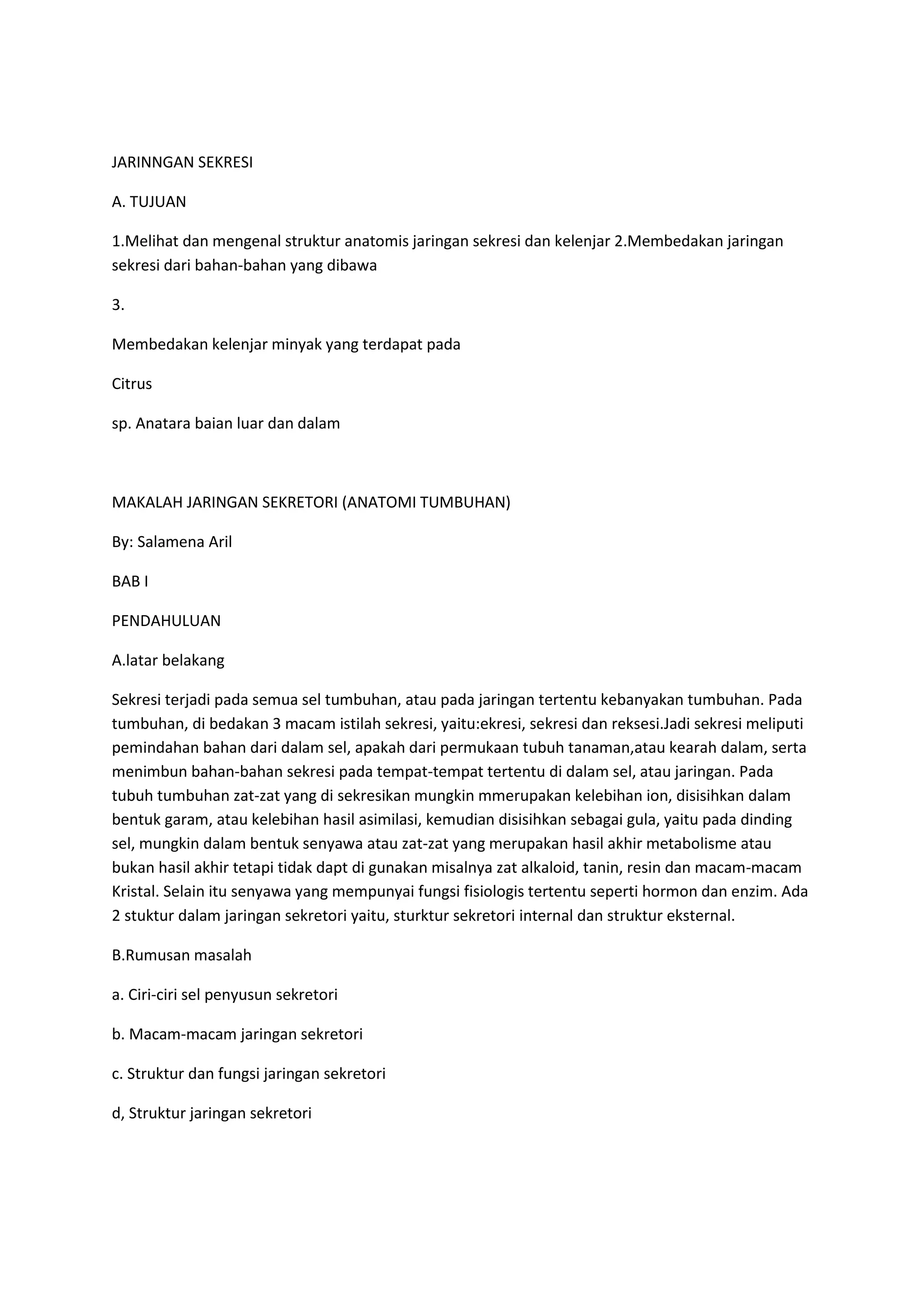Jarinngan sekresi | DOCX
