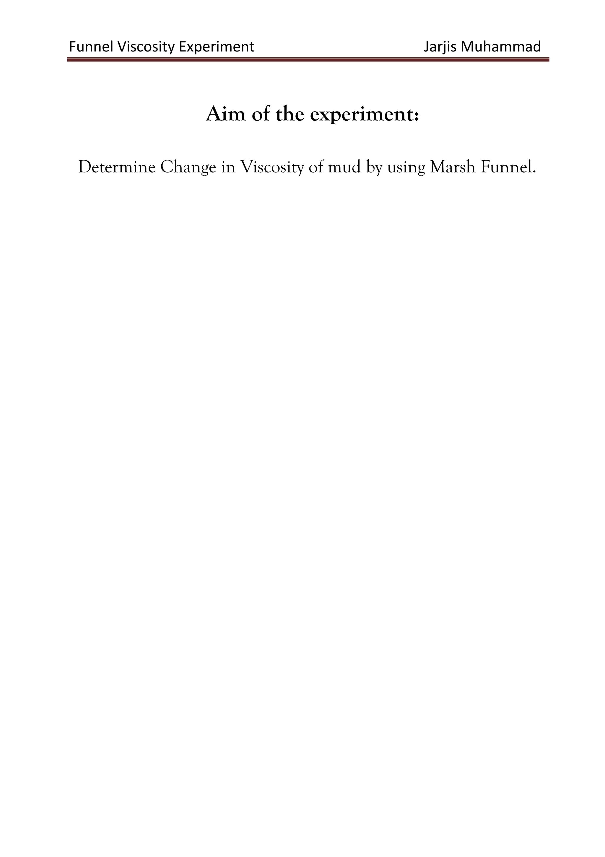 Funnel Viscosity (Marsh Funnel) Exp. | PDF