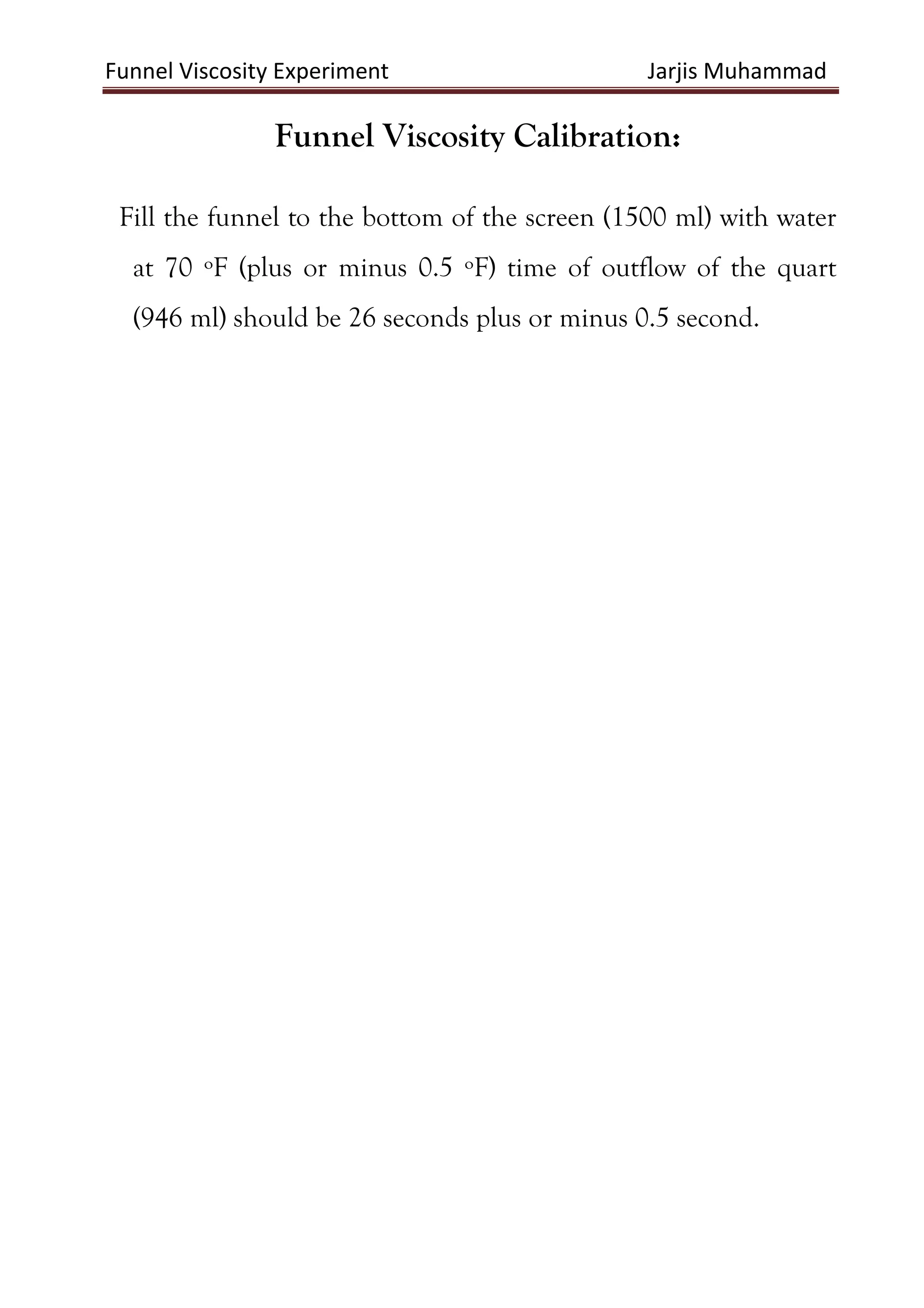 Funnel Viscosity (Marsh Funnel) Exp. | PDF