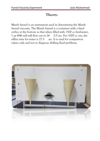 Funnel Viscosity (Marsh Funnel) Exp. | PDF