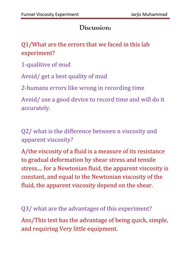 Funnel Viscosity (Marsh Funnel) Exp. | PDF | Physics | Science