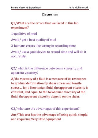 Viscosity Experiment