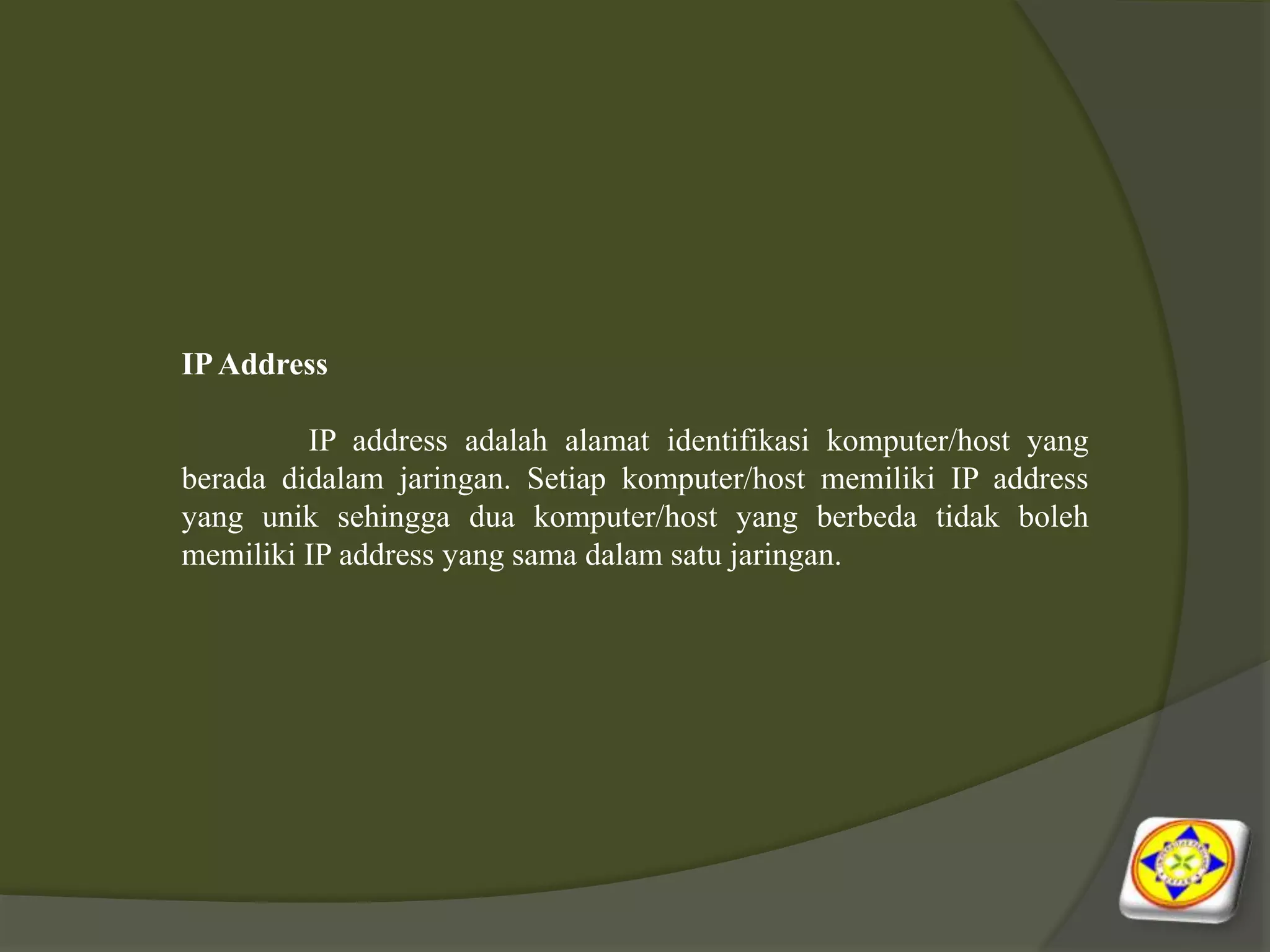 Jaringan Komputer (IP Addres berdasarkan karakteristik dan kelasnya) | PPTX