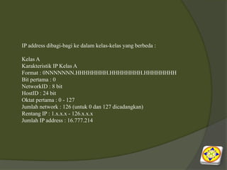 Jaringan Komputer (IP Addres berdasarkan karakteristik dan kelasnya) | PPTX