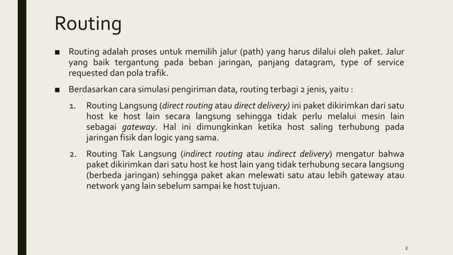 Routing Statis dan Routing Dinamis | PPTX