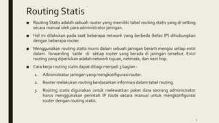 Routing Statis dan Routing Dinamis | PPTX
