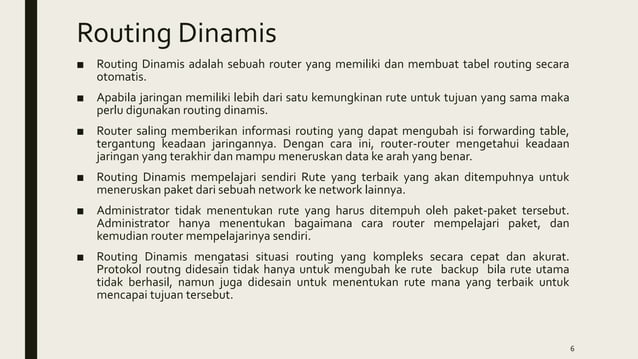 Routing Statis dan Routing Dinamis | PPTX