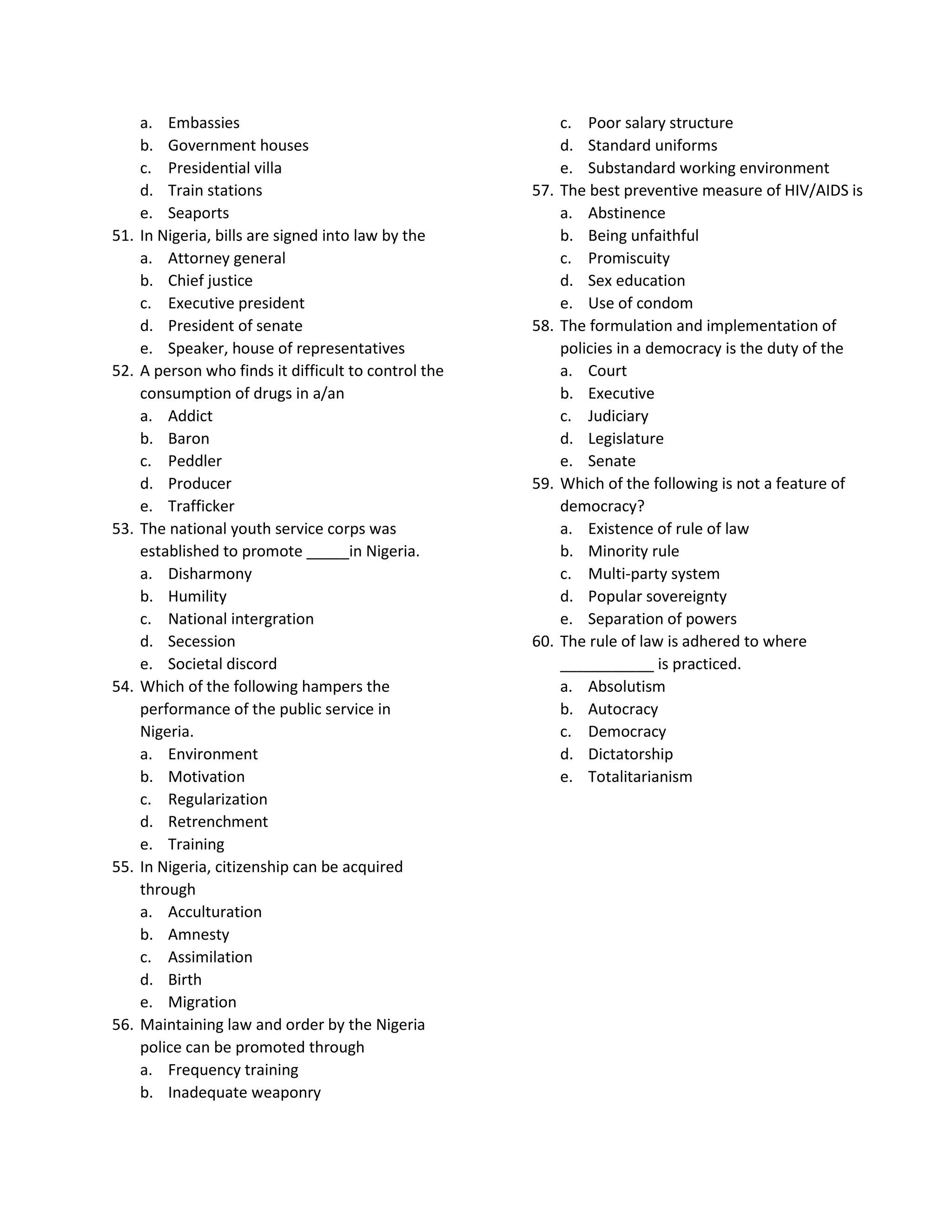 2023 Civic Education question Paper NECO | DOCX