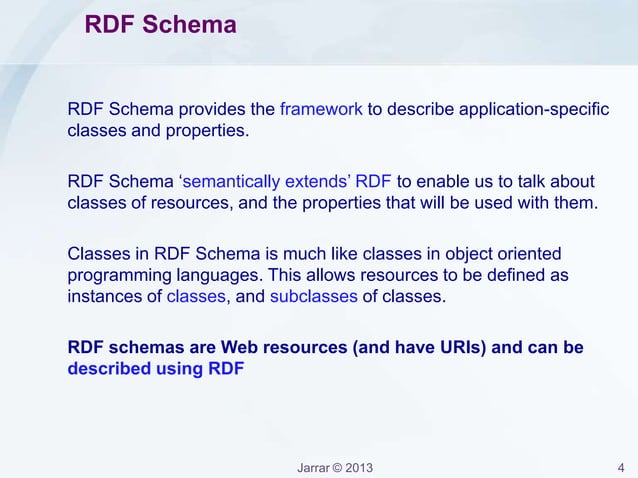 Jarrar: RDFS ( RDF Schema) | PPTX