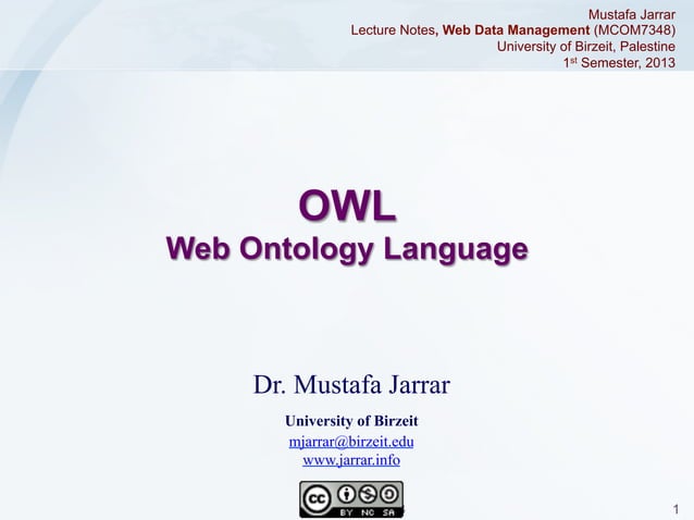 Jarrar: OWL (Web Ontology Language) | PPT