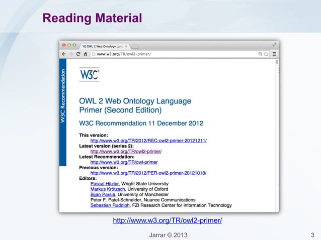 Jarrar: OWL (Web Ontology Language) | PPT