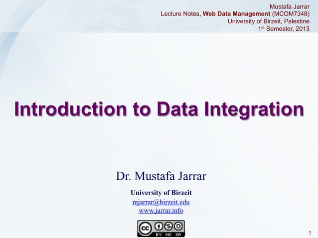Jarrar: Introduction to Data Integration | PPT