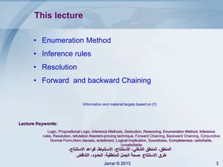 Jarrar: Propositional Logic Inference Methods | PPTX