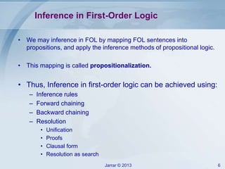 Jarrar: First Order Logic- Inference Methods | PPT