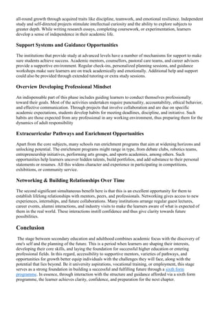 Sixth Form Programme: A Complete Guide to Academic and Career Pathways ...