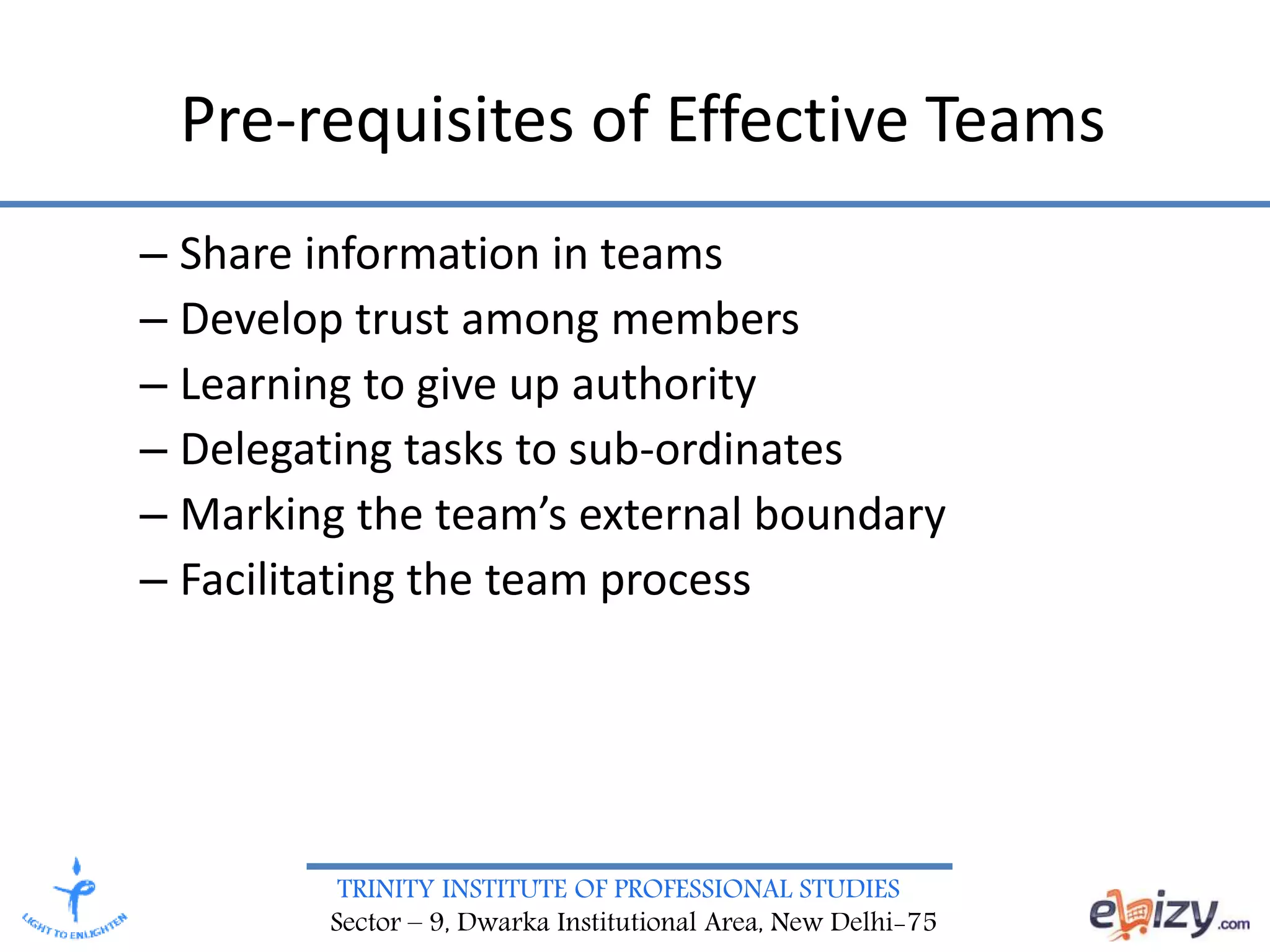 ORGANIZATIONAL BEHAVIOR - Team building and Effectiveness | PPTX