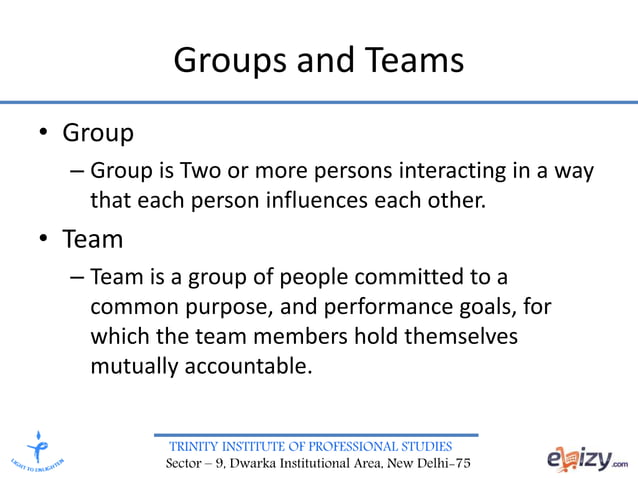 ORGANIZATIONAL BEHAVIOR - Team building and Effectiveness | PPTX
