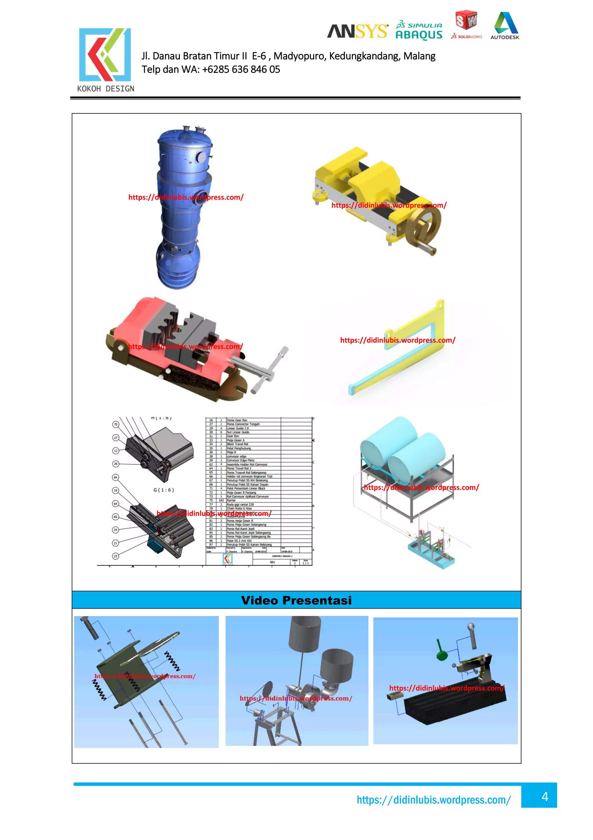Jasa desain mesin, simulasi dan animasi autodesk inventor, solidwork ...