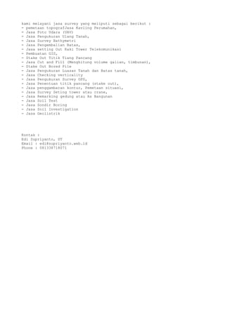 Jasa Pemetaan Pengukuran Surveyor Topografi Ukur Tanah Soil Test Sondir ...
