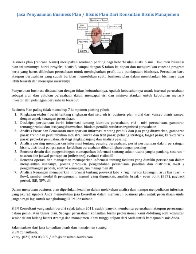 Jasa Penyusunan Business Plan / Bisnis Plan Dari Konsultan Bisnis ...