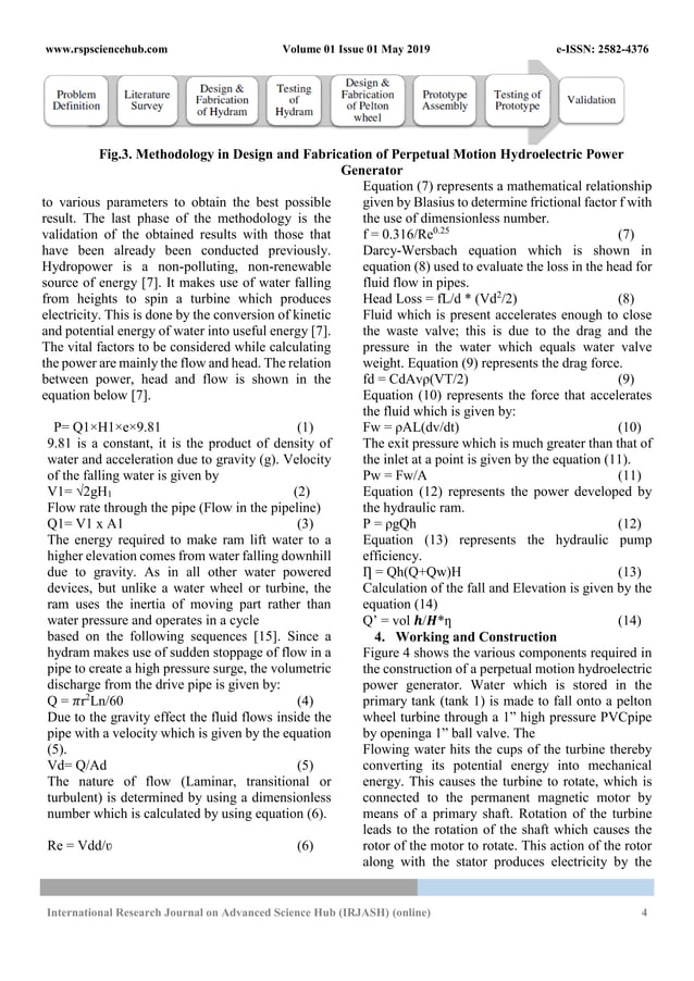 Design and fabrication of perpetual motion hydroelectric power ...