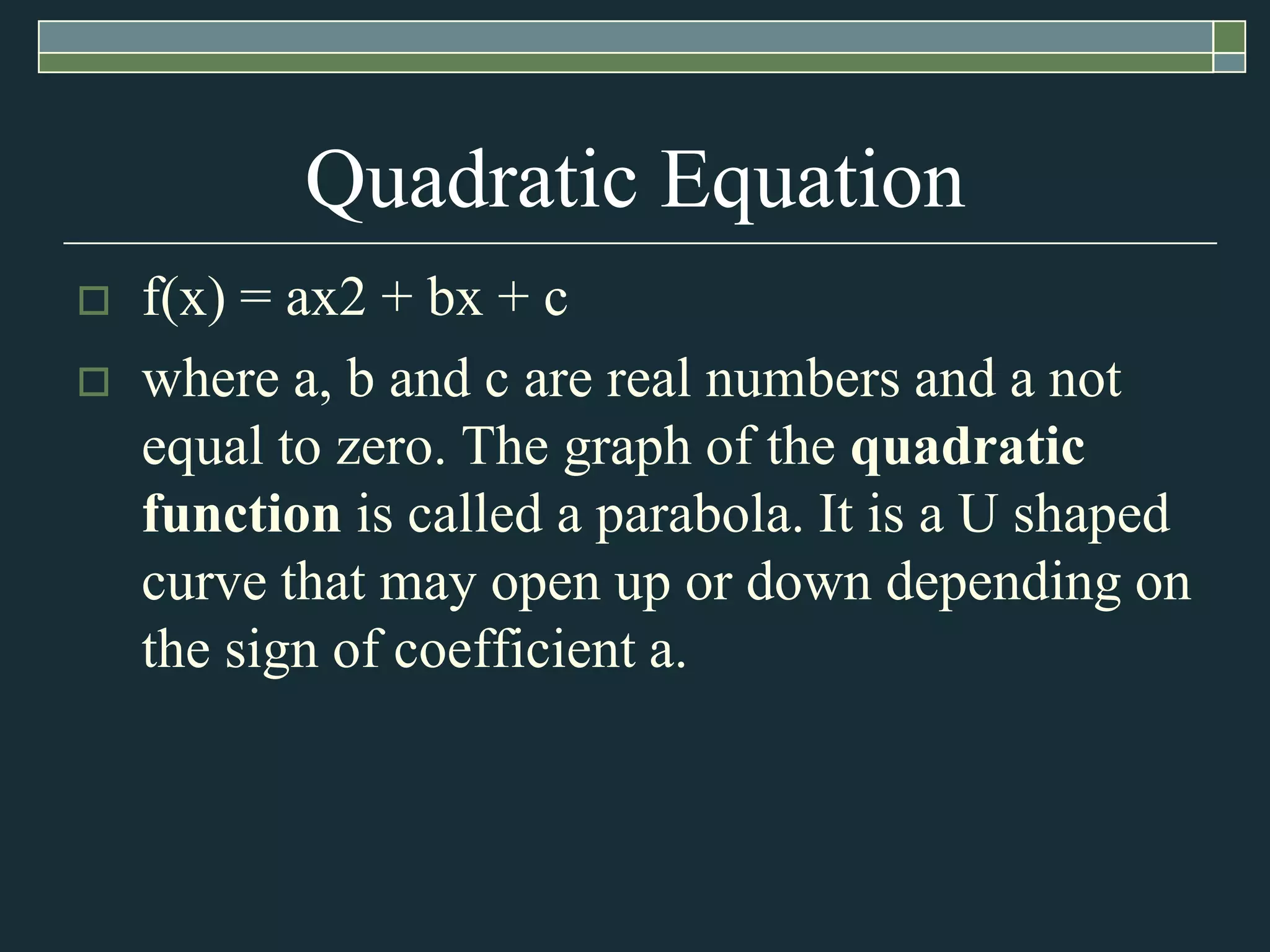 Quadratic Function by Jasmine & Cristina | PPSX