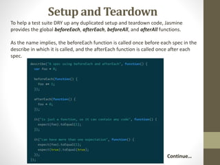Jasmine framework | PPTX | Web Development | Internet