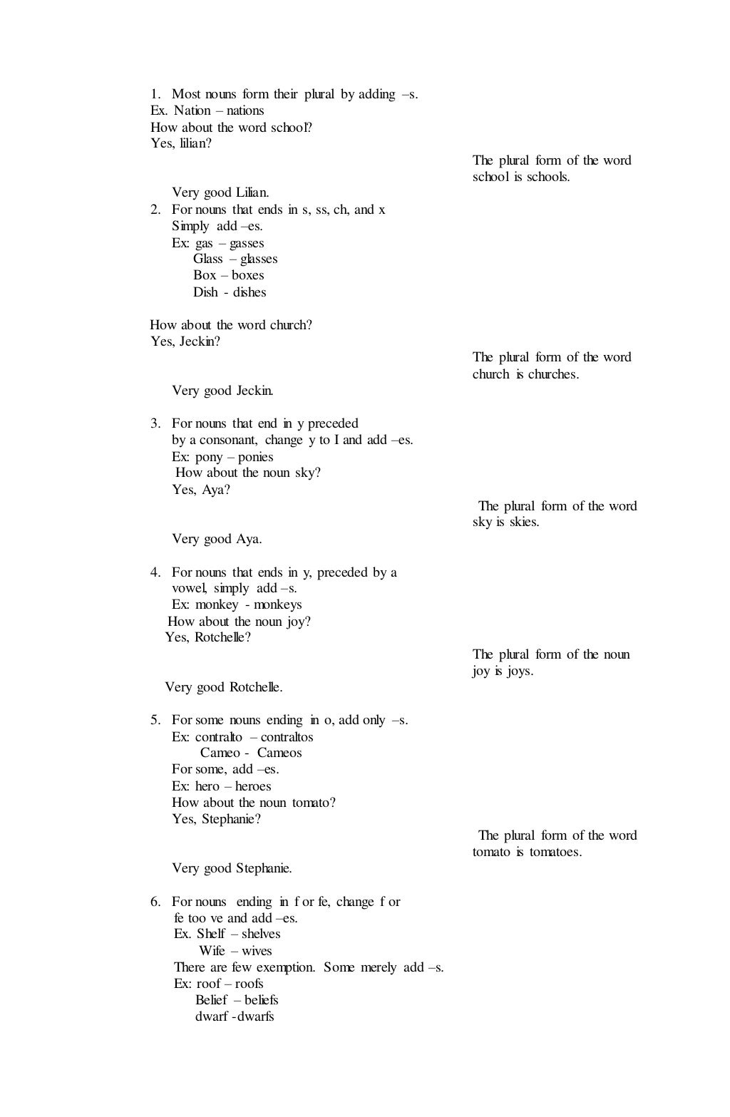 Detailed Lesson Plan For English Language Grade 6