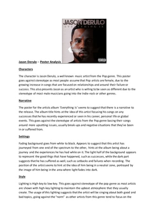 Jason derulo poster analysis | DOCX | Music | Entertainment