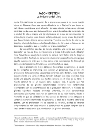 Jason Epstein - La industria del libro | PDF