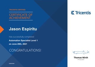 Tricentis Tosca Certificate | PDF