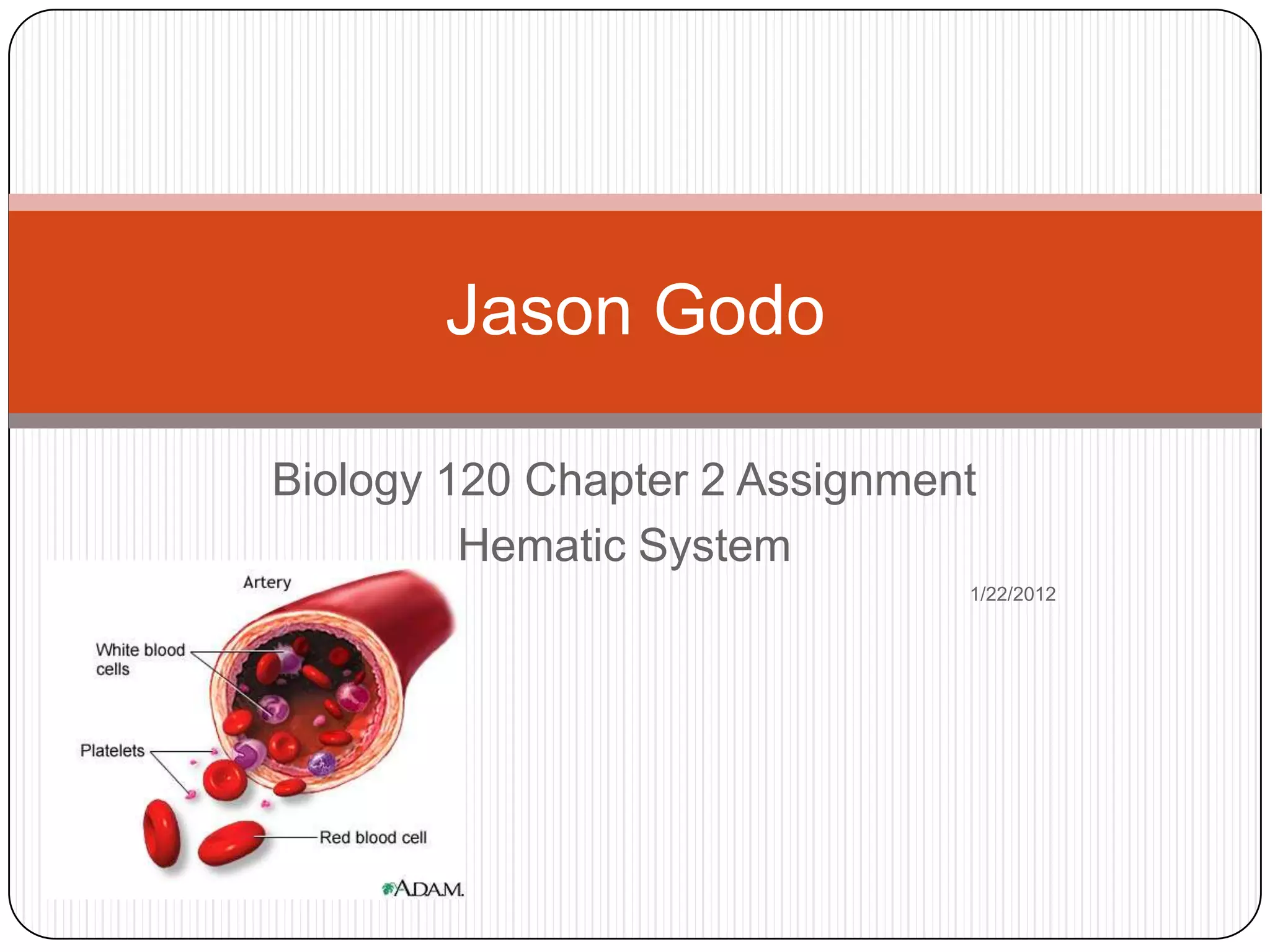 Jason Godo biology 120 chapter 2 presentation hematic system | PPTX