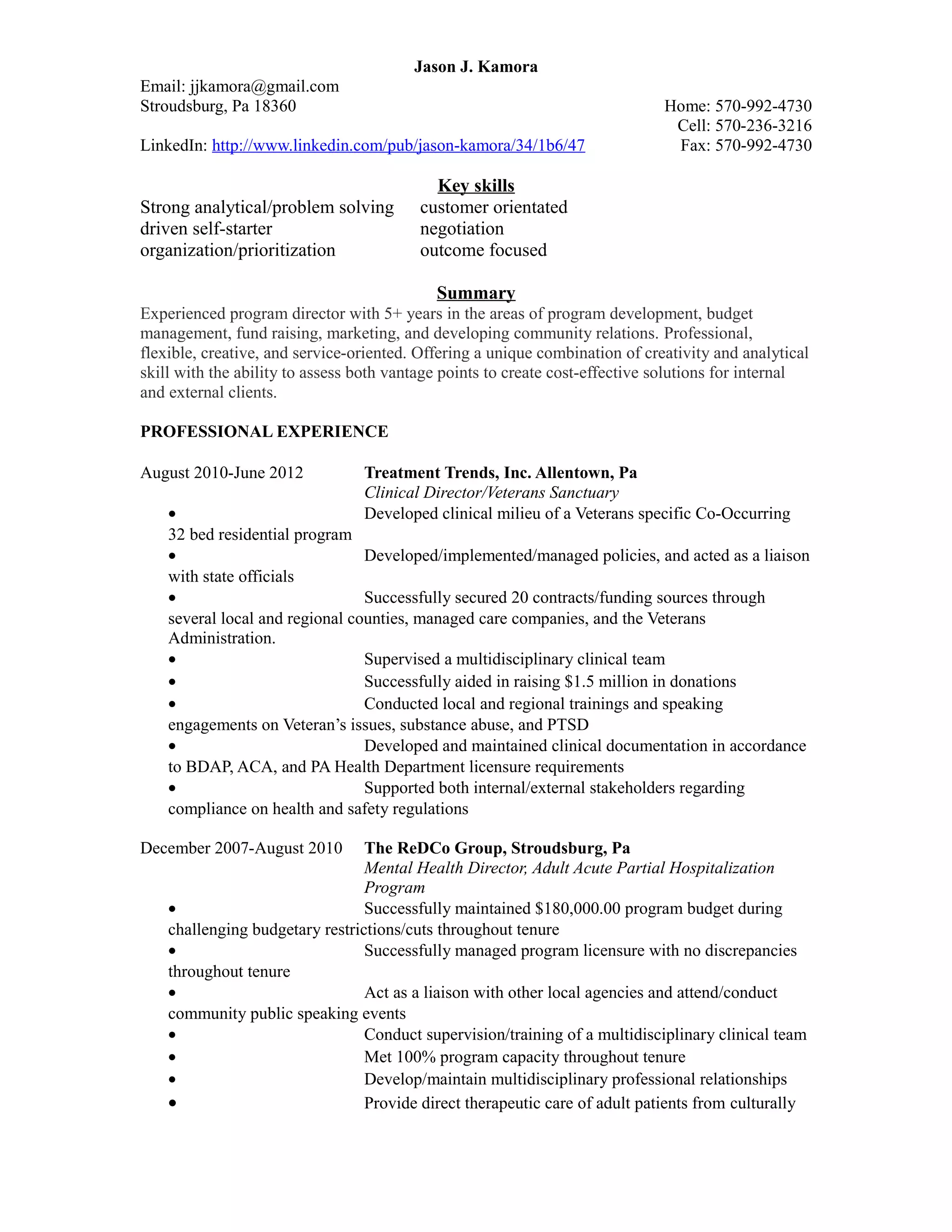 Director Manager supervisor consultant resume | RTF | Physical Therapy | Wellness