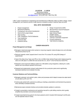 Jason Lunn - Resume | DOC | Civil Engineering Industry | Industries