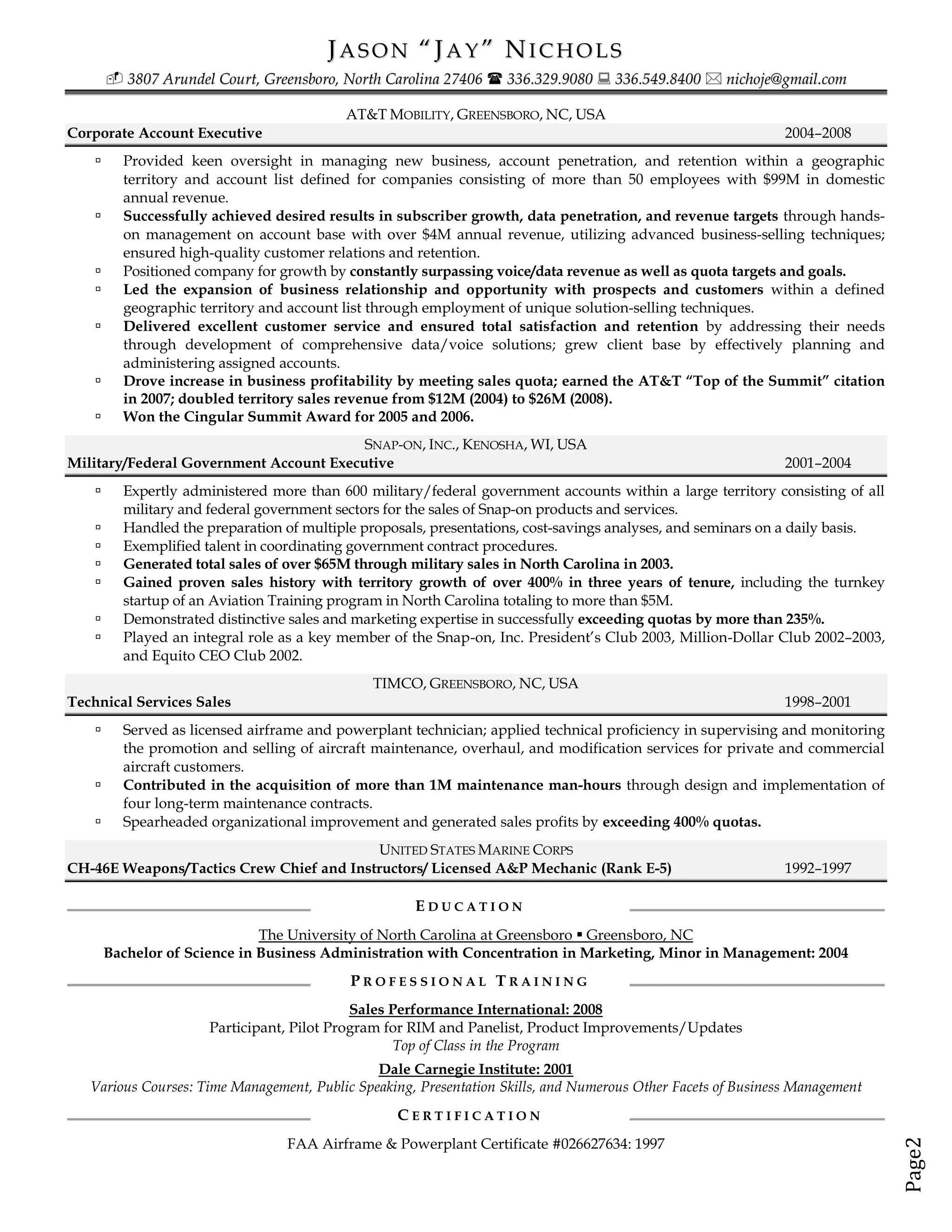 Jason Nichols Professional Resume | PDF