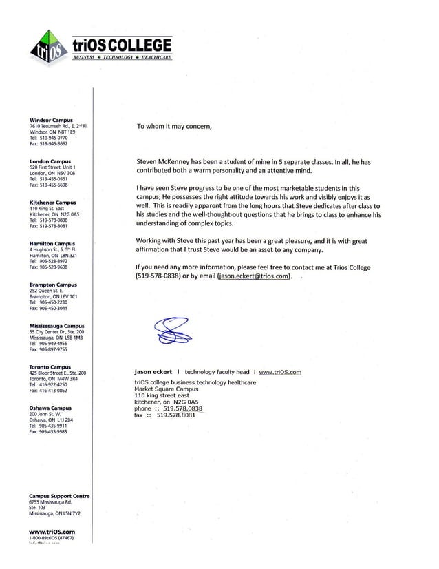 Refference Letter and Transcript | DOC