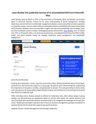 Jason Rowley The Leadership Journey of an Accomplished CEO from ...