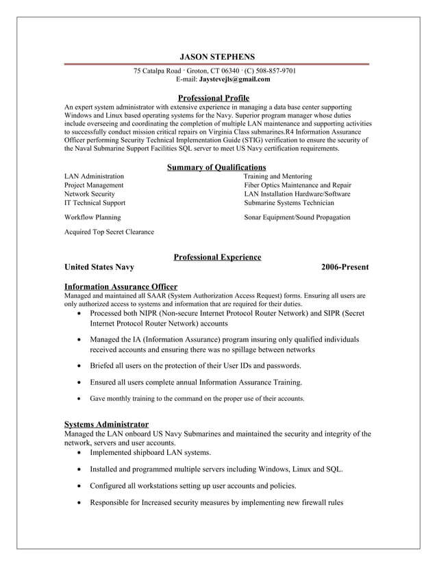resume2 | DOC | IT and Internet Support | Internet