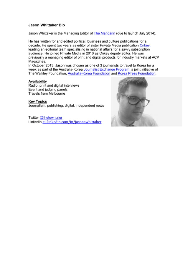 Jason Whittaker - Biography | PDF